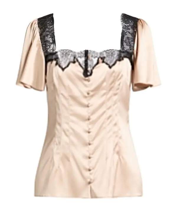 Dolce & Gabbana Satin Lace Short Sleeve Top