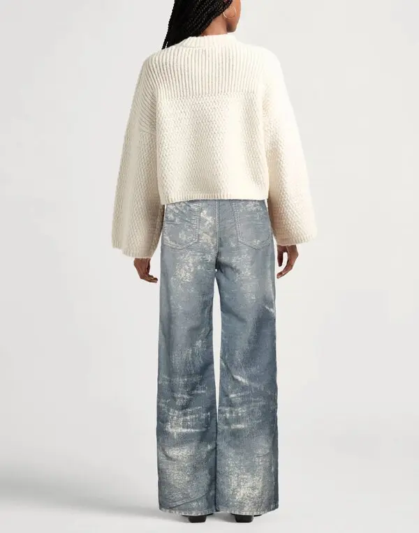 DIESEL® Wide-leg Jeans With Two-tone Denim And Zip Fastening - Gray