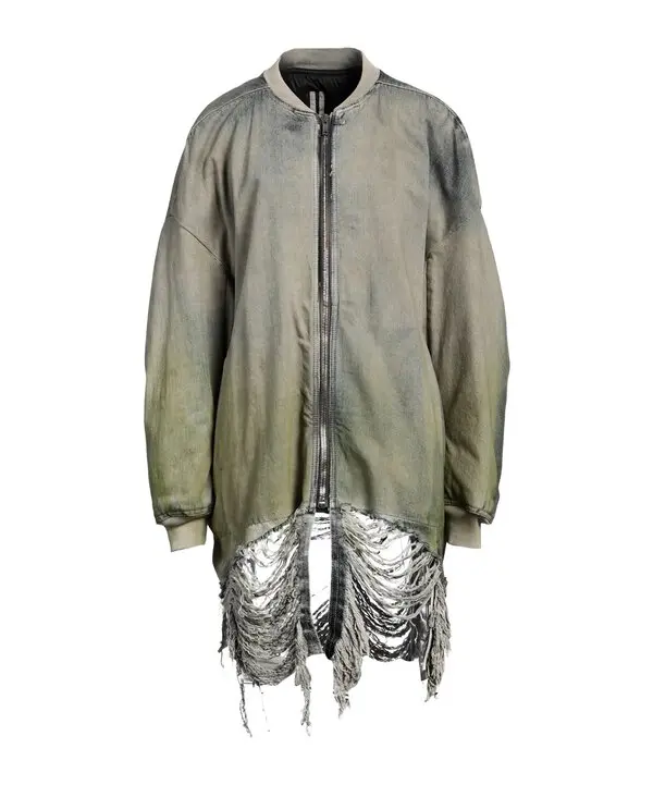 Rick Owens Distressed Denim Bomber Jacket - Gray