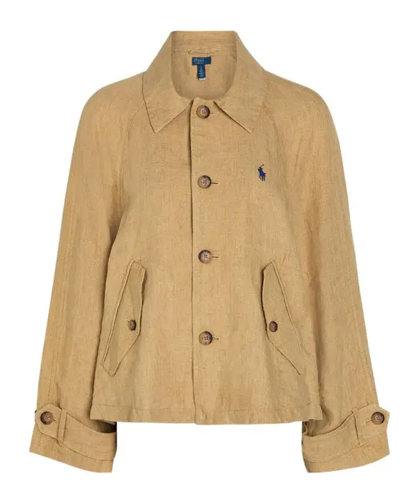 Polo Ralph Lauren Embroidered Linen Overshirt - Nude