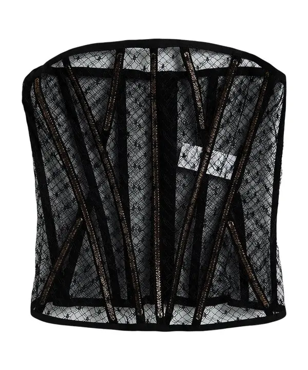 Dolce & Gabbana Lace Corset Top With Sequins And Appliqués