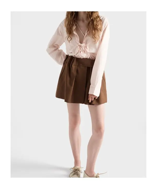 Prada Cotton Shirt With Front Tie Detail - Pink