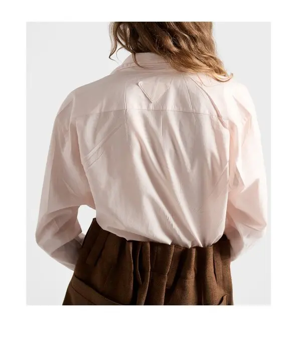 Prada Cotton Shirt With Front Tie Detail - Pink