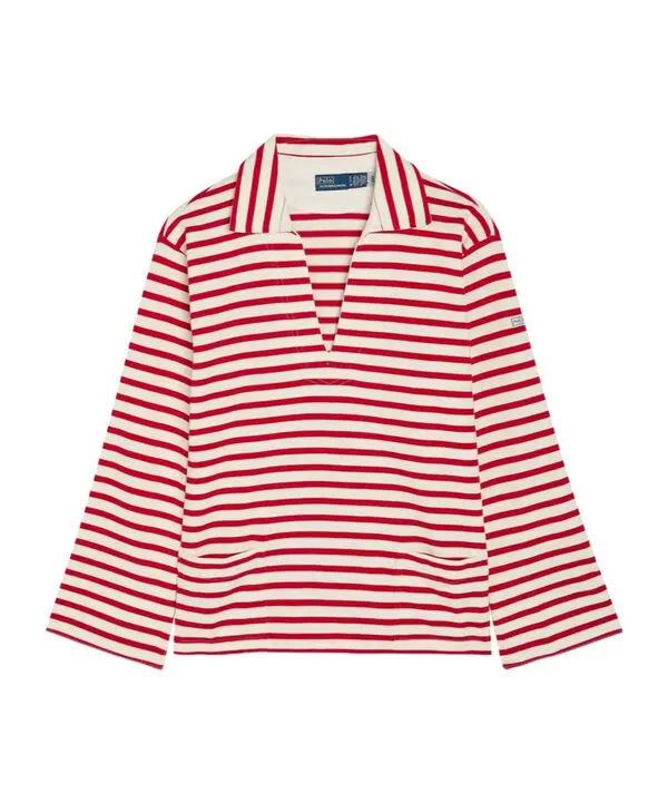 Polo Ralph Lauren Striped Cotton V-neck Sweatshirt - White