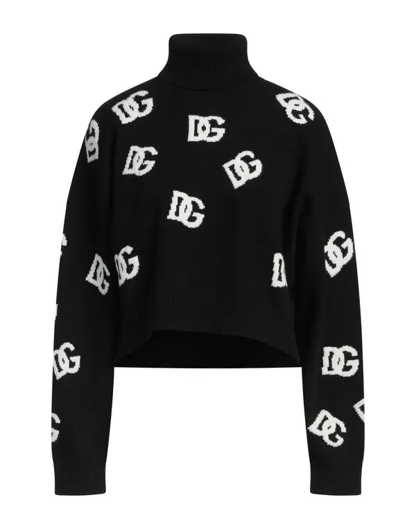 Dolce & Gabbana Long Sleeve Knitted Turtleneck Sweater With Logo Print