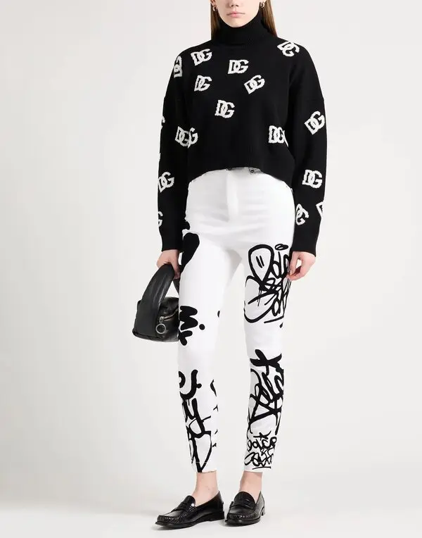 Dolce & Gabbana Long Sleeve Knitted Turtleneck Sweater With Logo Print