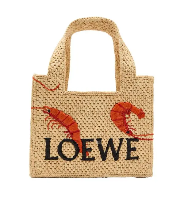 Loewe Font Mini Shrimp Raffia Top Handle Bag
