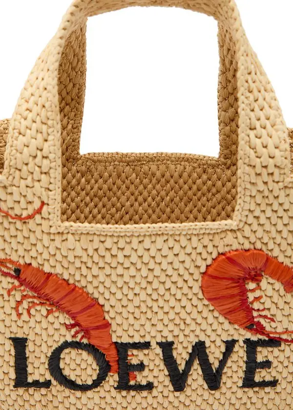 Loewe Font Mini Shrimp Raffia Top Handle Bag