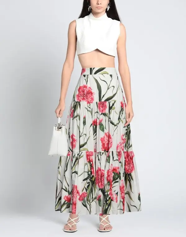 Dolce & Gabbana Floral Print Tiered Maxi Skirt