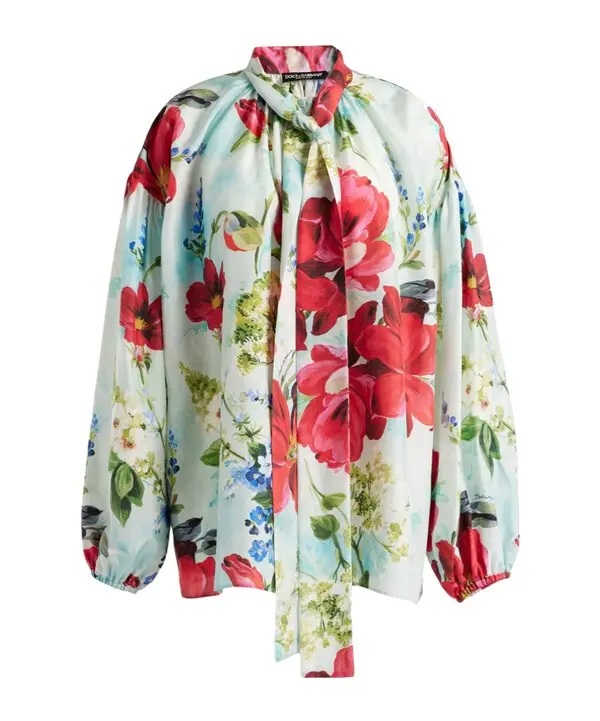 Dolce & Gabbana Floral Print Satin Blouse