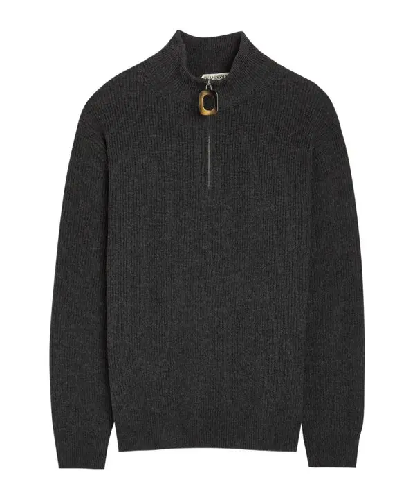 J.W.ANDERSON Ribbed Half-zip Wool And Cotton-blend Jumper