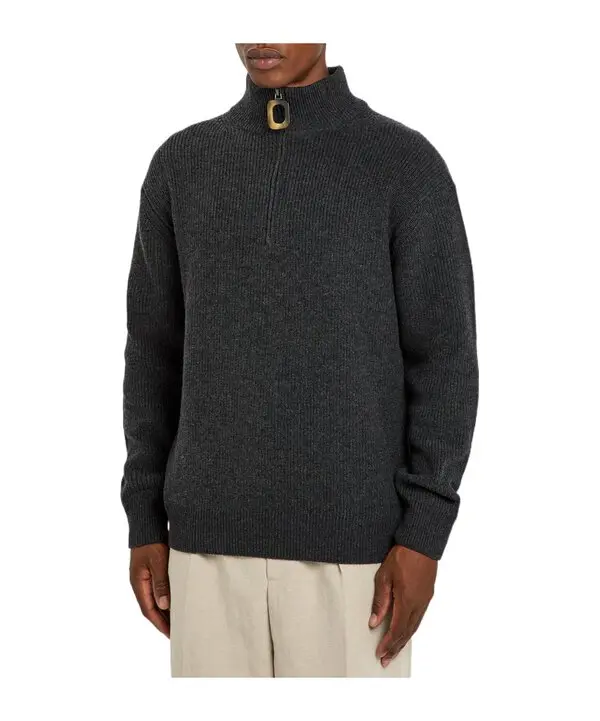 J.W.ANDERSON Ribbed Half-zip Wool And Cotton-blend Jumper
