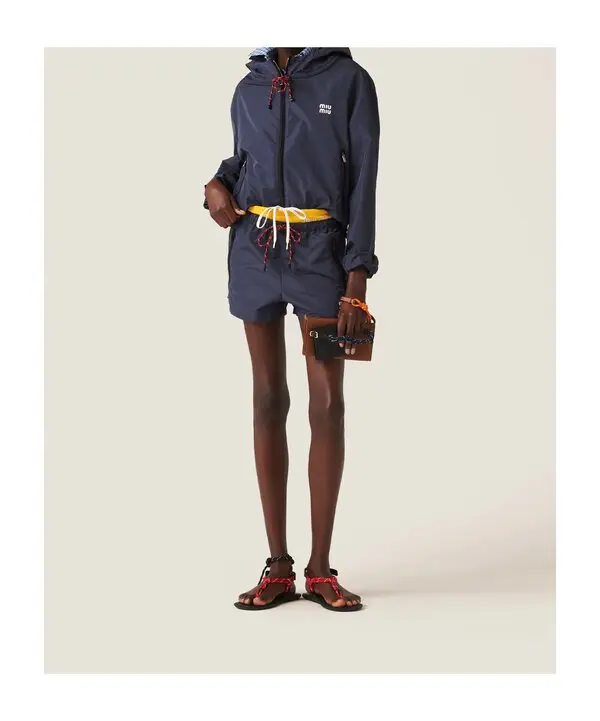 Miu Miu Logo Zip-up Hooded Jacket - Blue