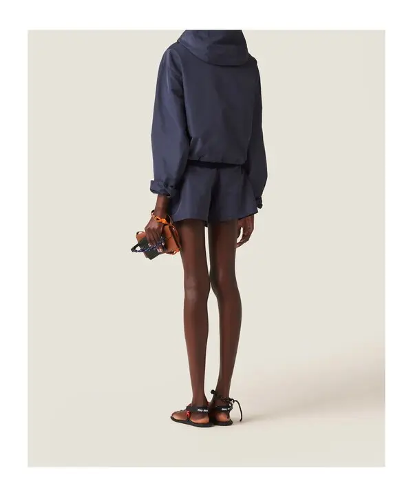Miu Miu Logo Zip-up Hooded Jacket - Blue