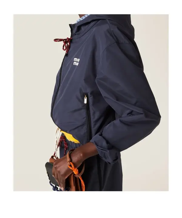Miu Miu Logo Zip-up Hooded Jacket - Blue
