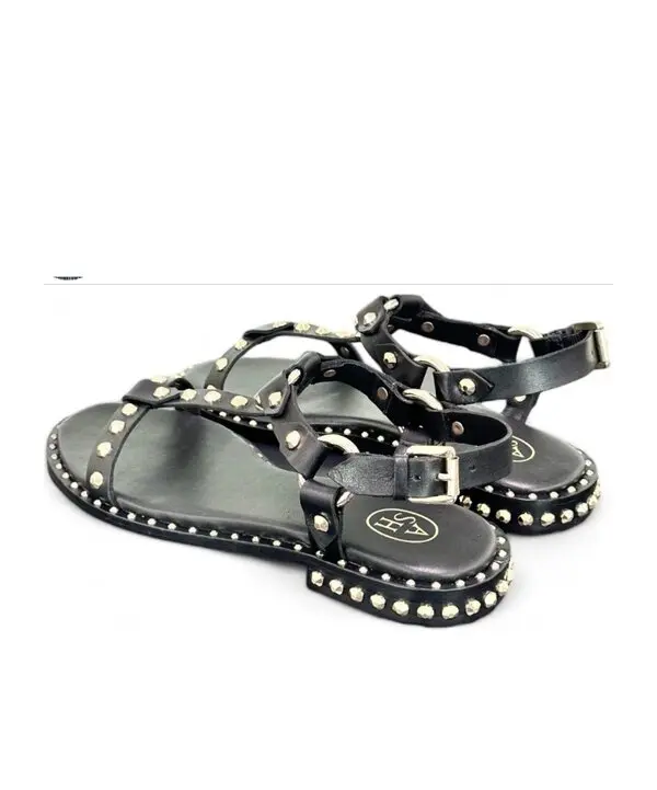 Ash Open Toe Flat Sandals With Buckle Straps And Stud Detailing