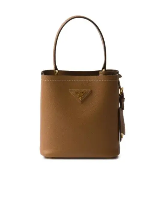 Prada Triangle-logo Bucket Bag - Caramel Color