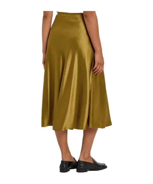GANNI Bow-embellished Satin Midi Skirt