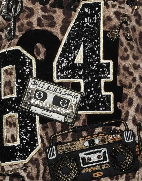 Dolce & Gabbana Leopard Print Embellished Crewneck Top