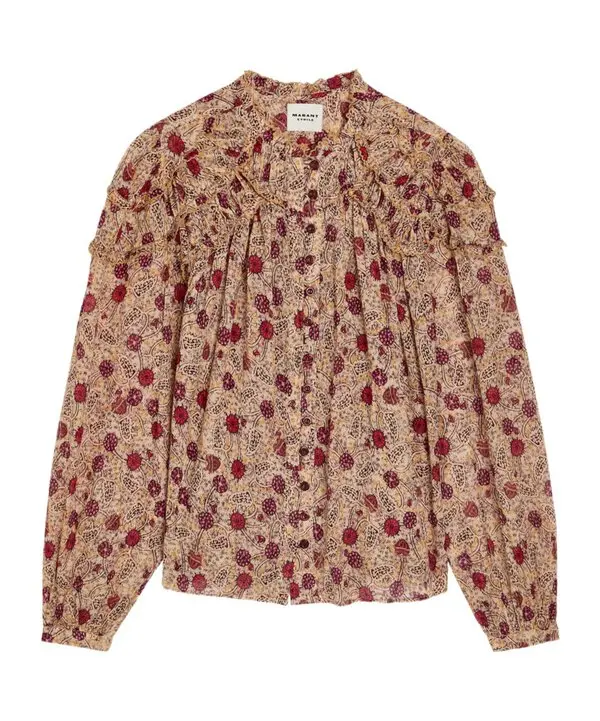 Isabel Marant Étoile Floral-print Cotton Shirt With Ruffled Neckline