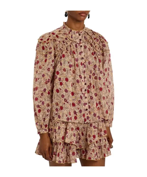 Isabel Marant Étoile Floral-print Cotton Shirt With Ruffled Neckline