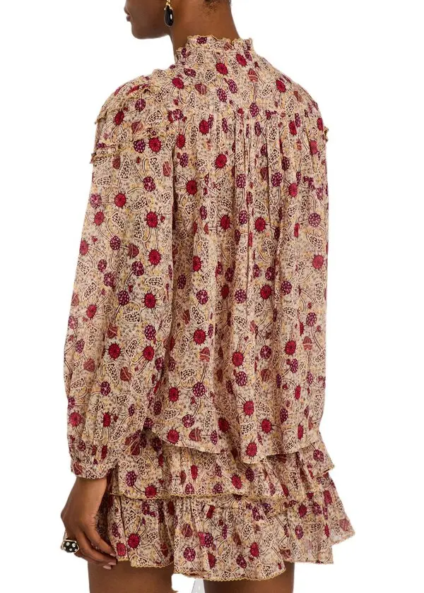 Isabel Marant Étoile Floral-print Cotton Shirt With Ruffled Neckline