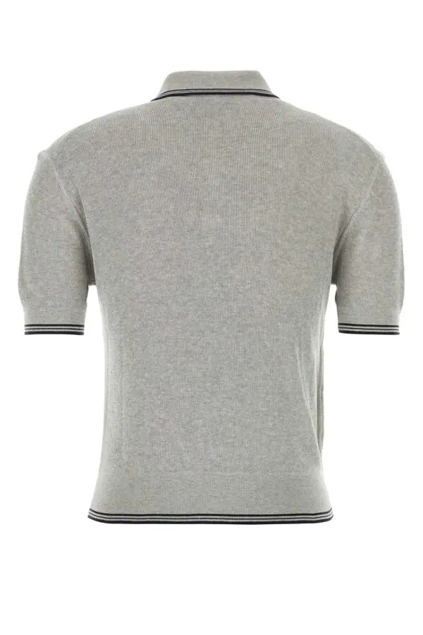 Miu Miu Cotton Jersey Polo Shirt With Ribbed Trim