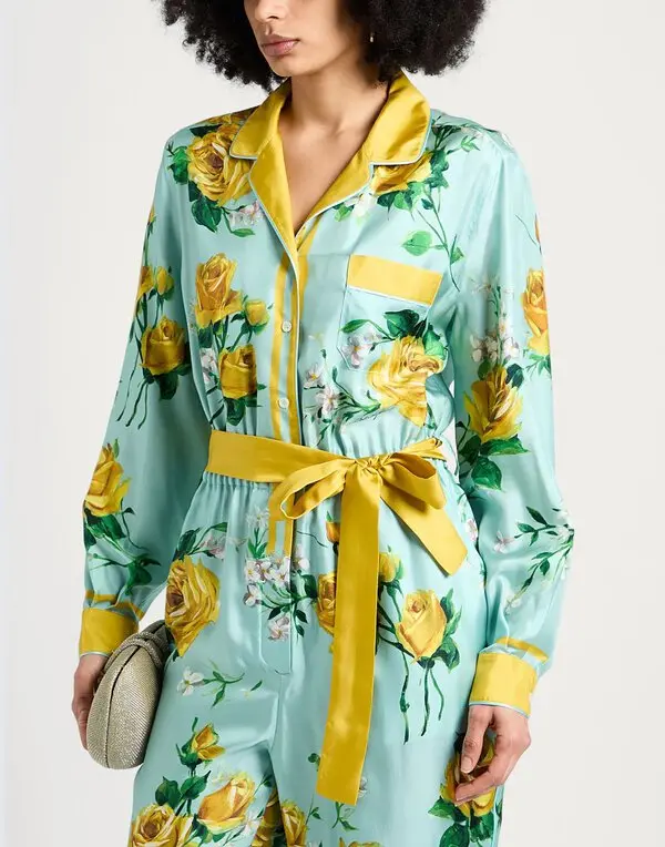 Dolce & Gabbana Floral Print Long-sleeve Drawstring Jumpsuit