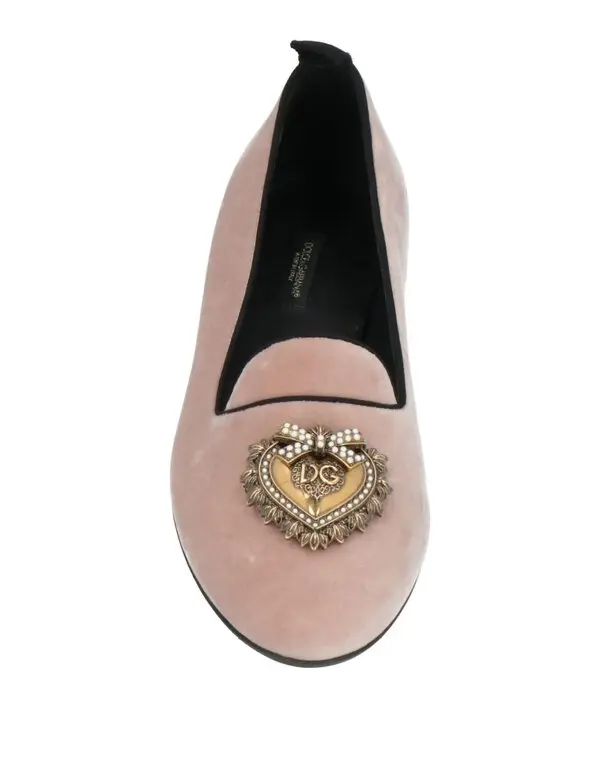 Dolce & Gabbana Velvet Heart Appliqué Slipper