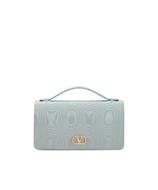 Valentino Garavani Crystal-embellished Vlogo Moiré Wallet-on-chain