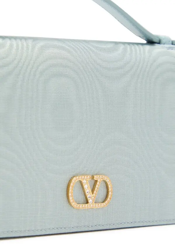 Valentino Garavani Crystal-embellished Vlogo Moiré Wallet-on-chain