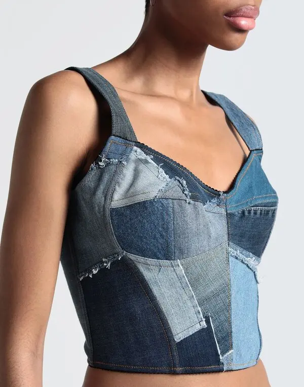 Dolce & Gabbana Patchwork Denim Corset Vest