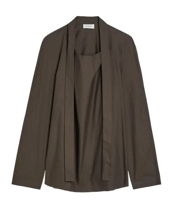 LEMAIRE Ascot Cotton And Silk-blend Blouse - Brown