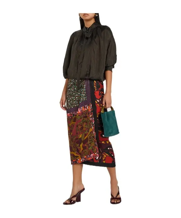 Dries Van Noten Pinstriped Woven Blouse With Detachable Neck Scarf - Black