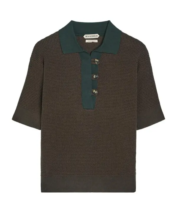 J.W.ANDERSON Waffle-knit Cotton-blend Polo Shirt