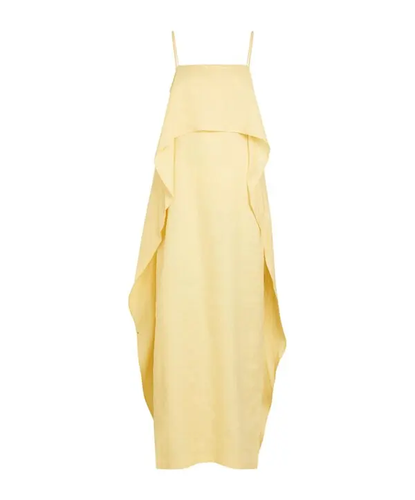 Staud Draped Linen Maxi Dress