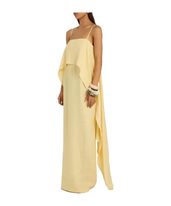 Staud Draped Linen Maxi Dress