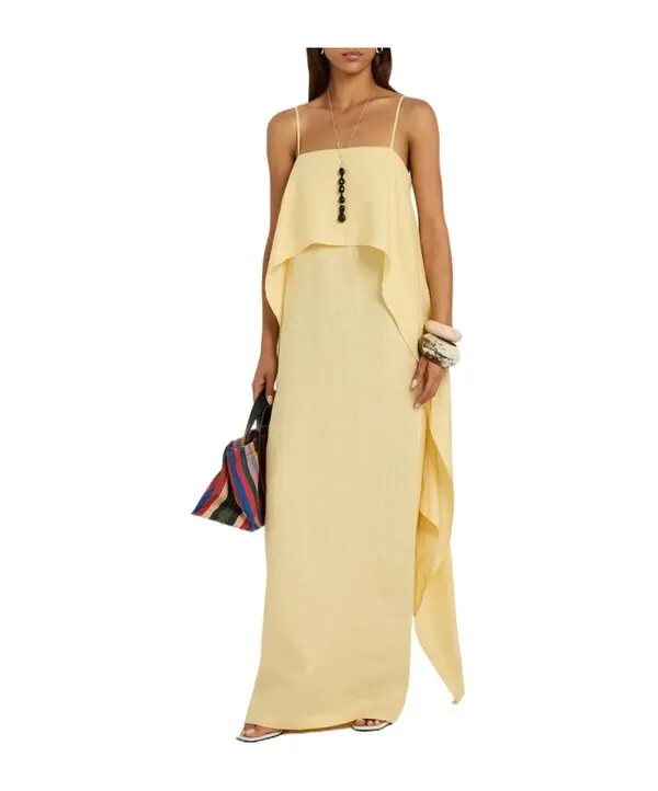 Staud Draped Linen Maxi Dress