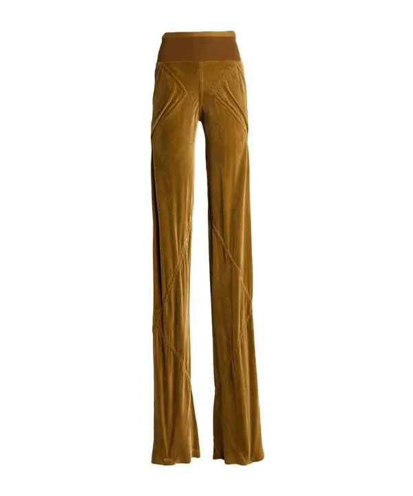 Rick Owens Flared Velvet Trousers - Brown