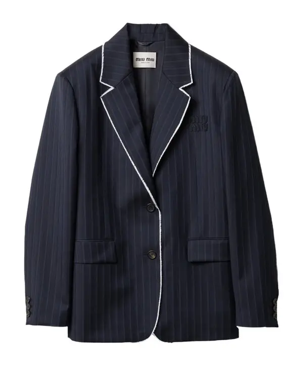 Miu Miu Single-breasted Pinstriped Jacquard Jacket