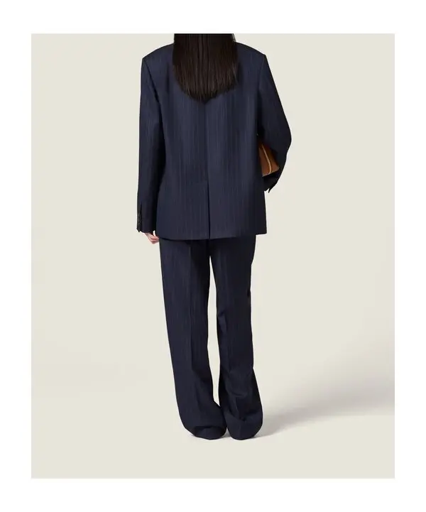 Miu Miu Single-breasted Pinstriped Jacquard Jacket