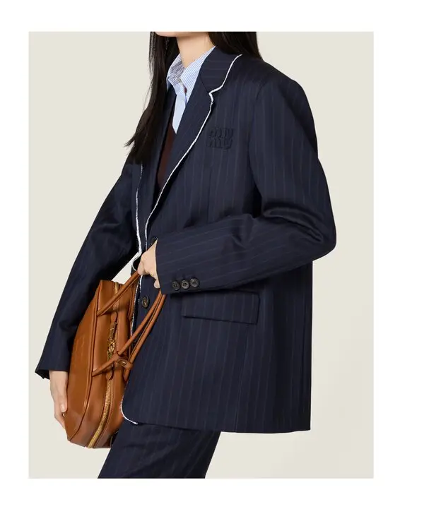Miu Miu Single-breasted Pinstriped Jacquard Jacket