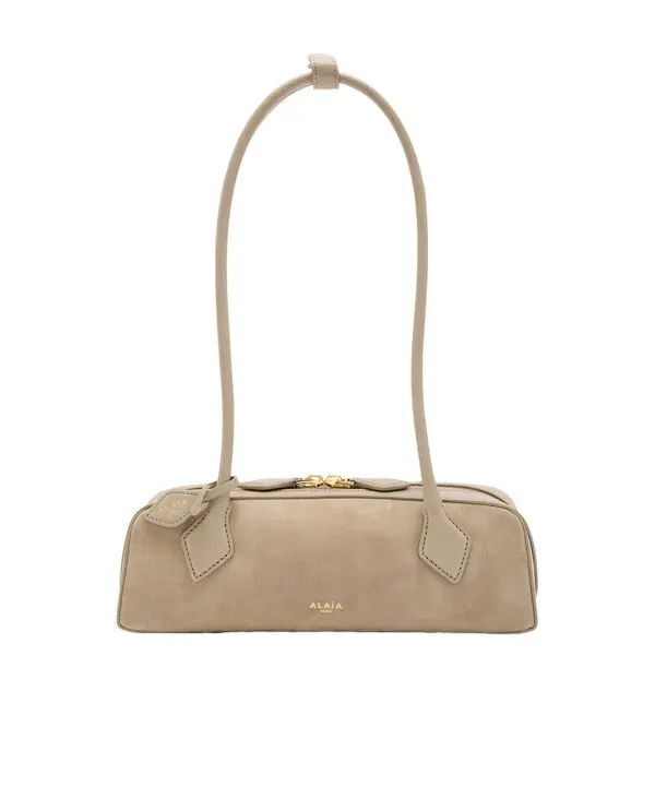 Alaïa Le Teckle Small Leather And Suede Shoulder Bag - Nude