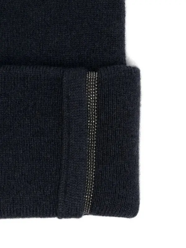 Brunello Cucinelli Cashmere Embellished Beanie - Blue