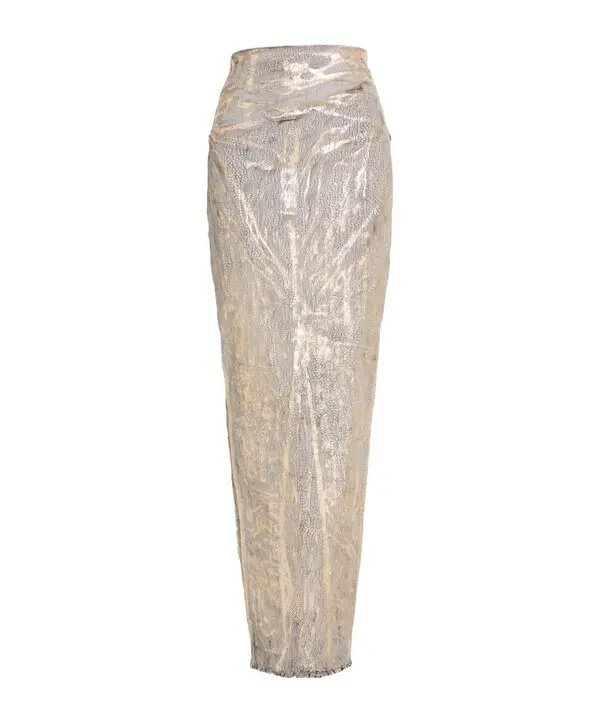 Rick Owens Two-tone Metallic Pencil Skirt