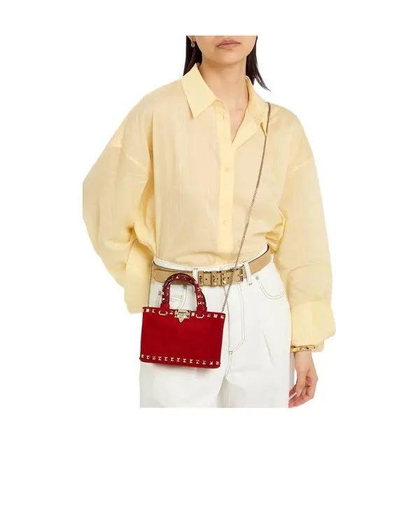 Valentino Garavani Rockstud Mini Suede Tote Bag