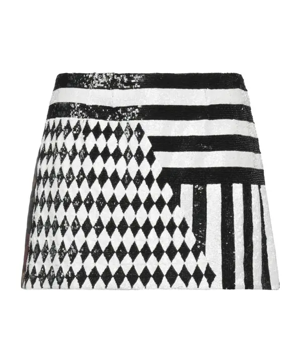 Dolce & Gabbana Geometric Striped Sequined Midi Skirt - White