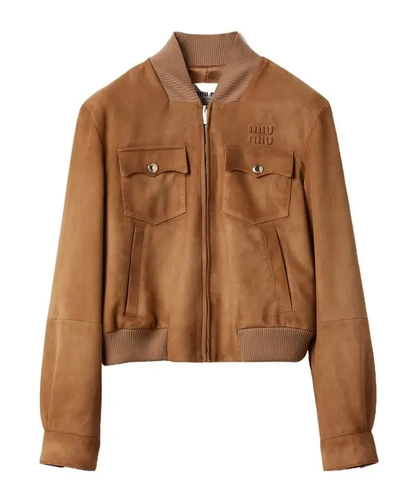 Miu Miu Long-sleeved Zip-up Bomber Jacket