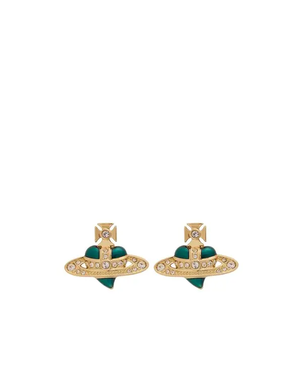 VIVIENNE WESTWOOD New Diamante Heart Stud Earrings - Yellow