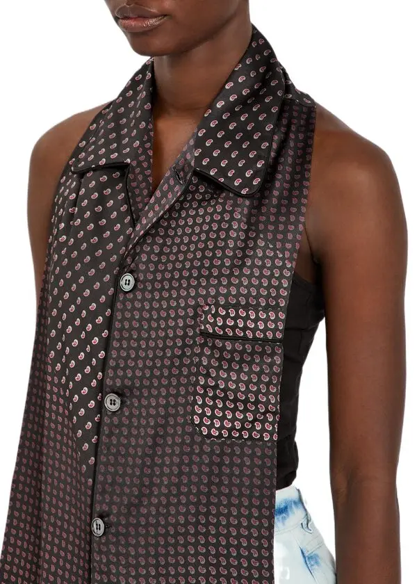 MAISON MARGIELA Paisley Print Backless Satin Top